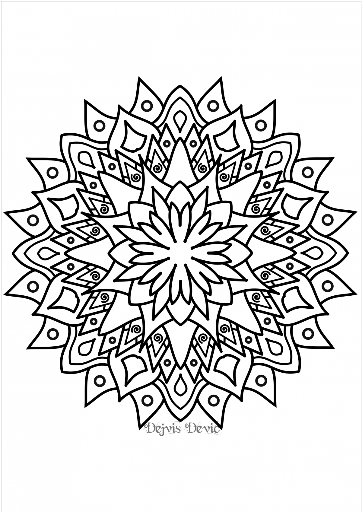 Swirly mandala coloring page - printable mandala coloring page